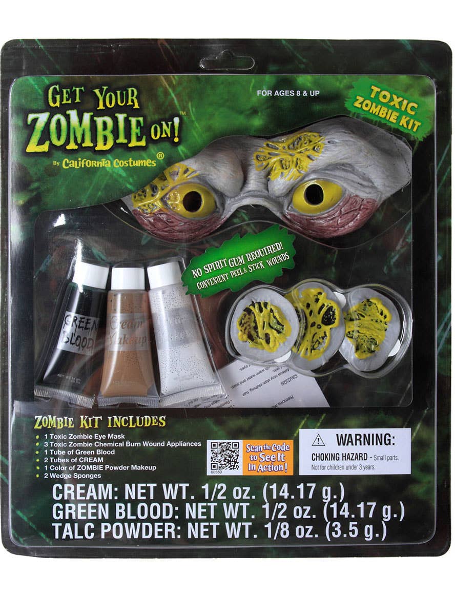 Toxic Zombie Makeup And Mask Kit | Zombie Halloween Costume Make Up