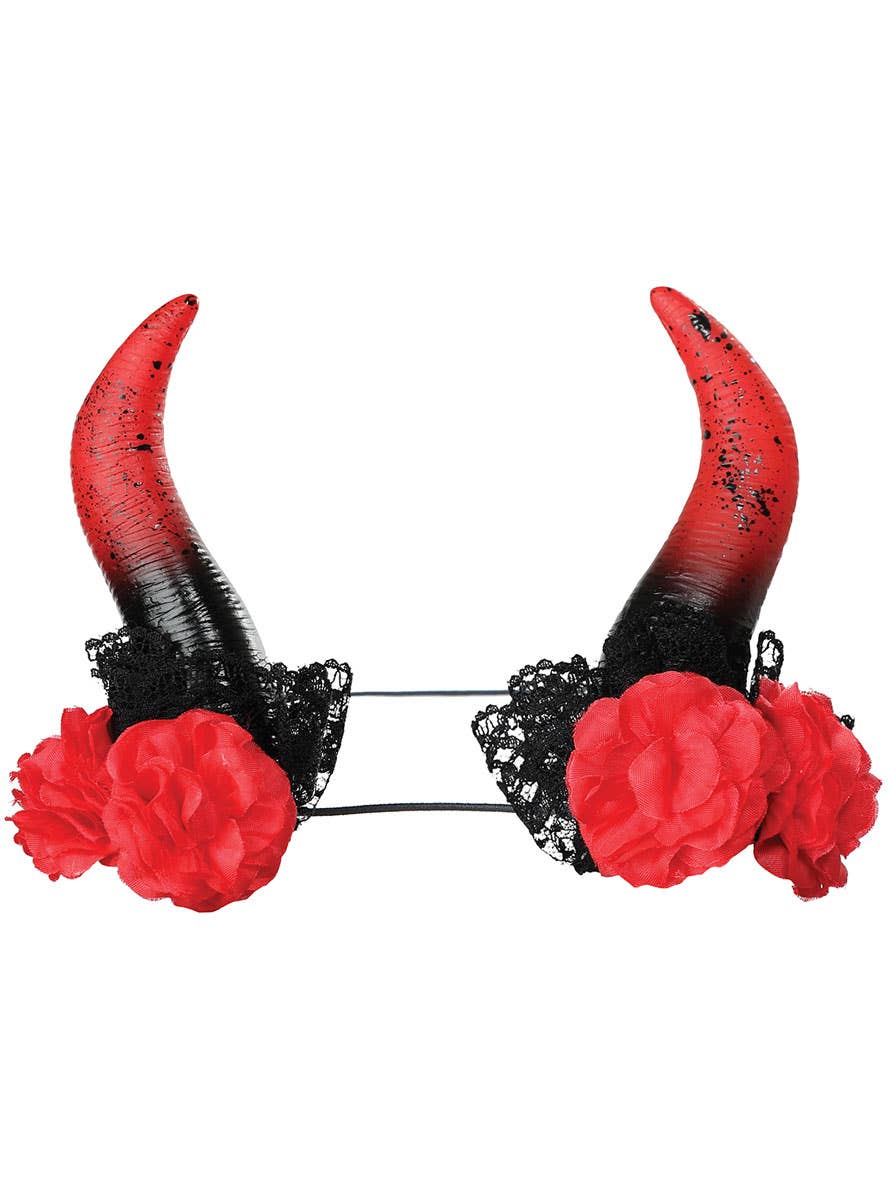 Red Rose Devil Horns | Womens Deluxe Red Devil Costume Horns