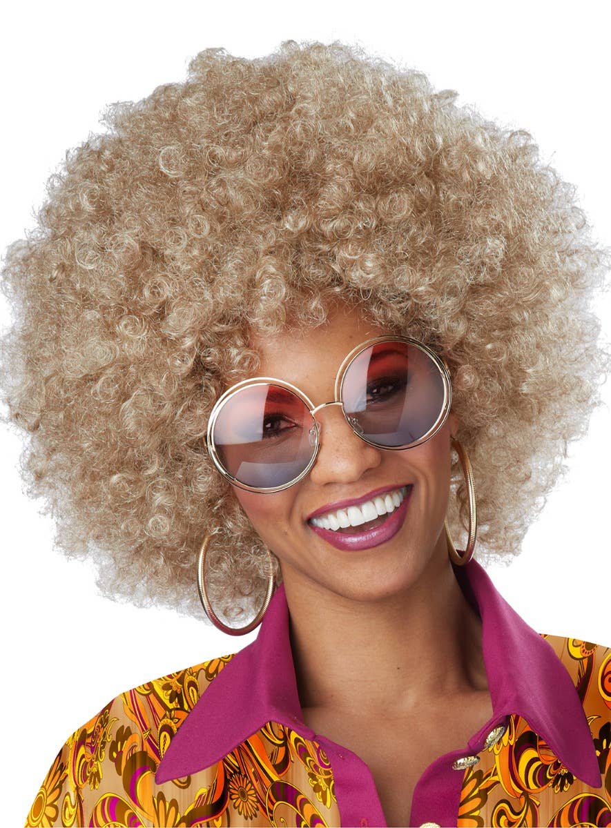 1970s Foxy Lady Blonde Afro Costume Wig | Womens Blonde Afro Wig