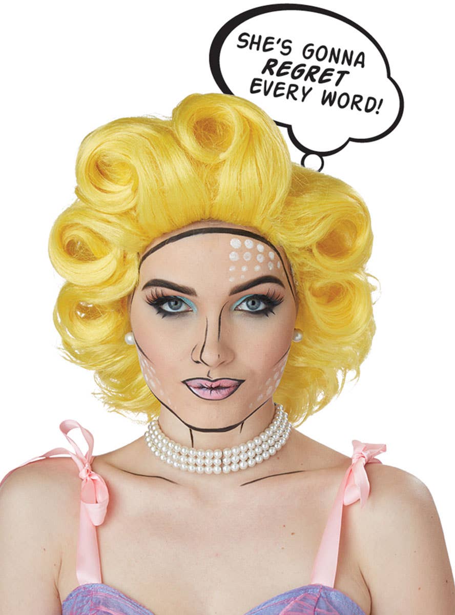 Pop Art 50s Style Costume Wig | Yellow Comic Character Costume Wig