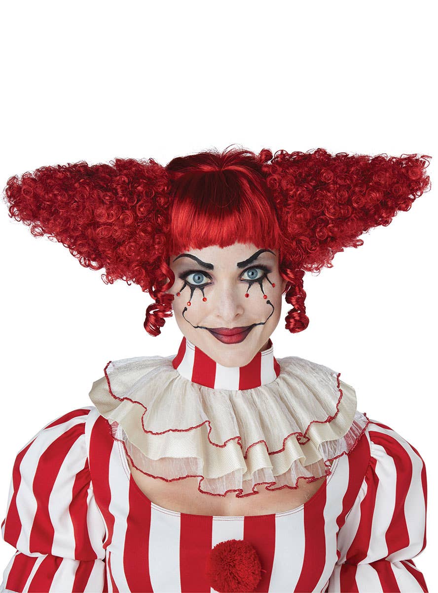 Creepy Halloween Clown Costume Wig | Womens Curly Red Costume Wig