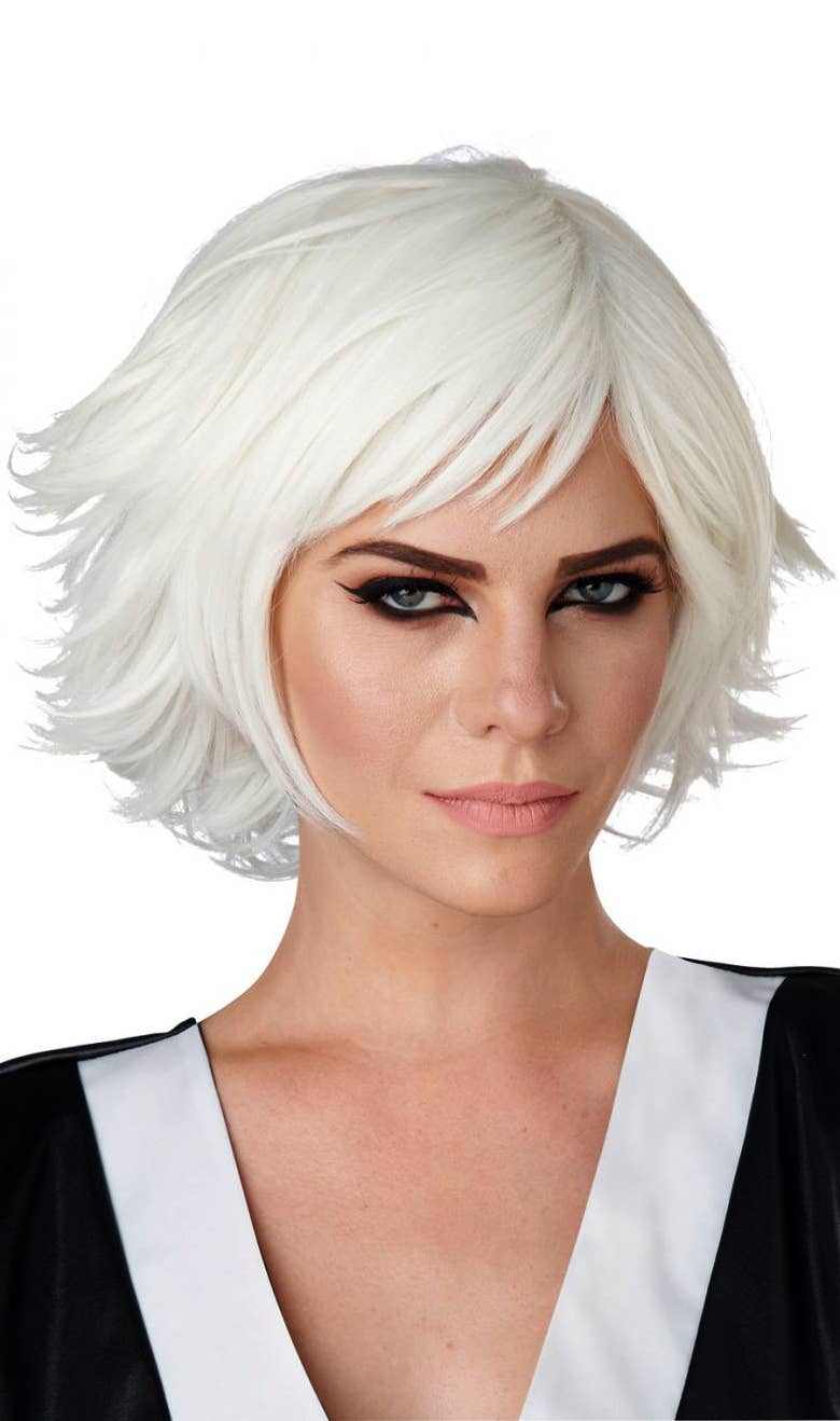 Womens Short White Costume Wig | Anime White Cosplay Party Wig
