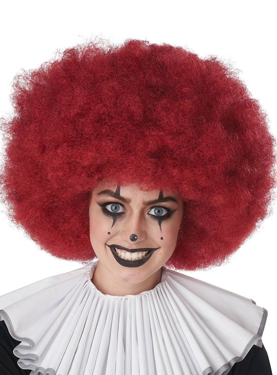 Circus Adults Red Afro Party Wig | Red Clown Afro Costume Wig