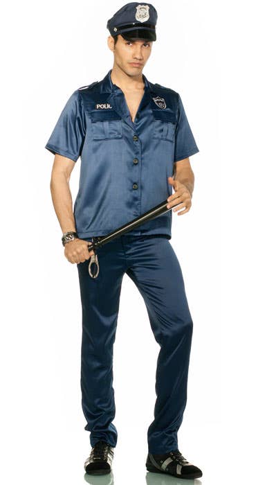 Satin Blue Police Officer Dress Up | Mens On the Sly Cop Costume