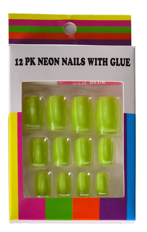 Neon Yellow Fake Stick On Fingernails | AUSTRALIA DAY