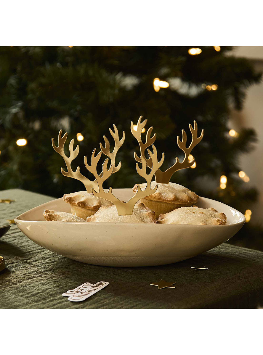 12 Pack Gold Reindeer Food Picks | Christmas Baking Supply