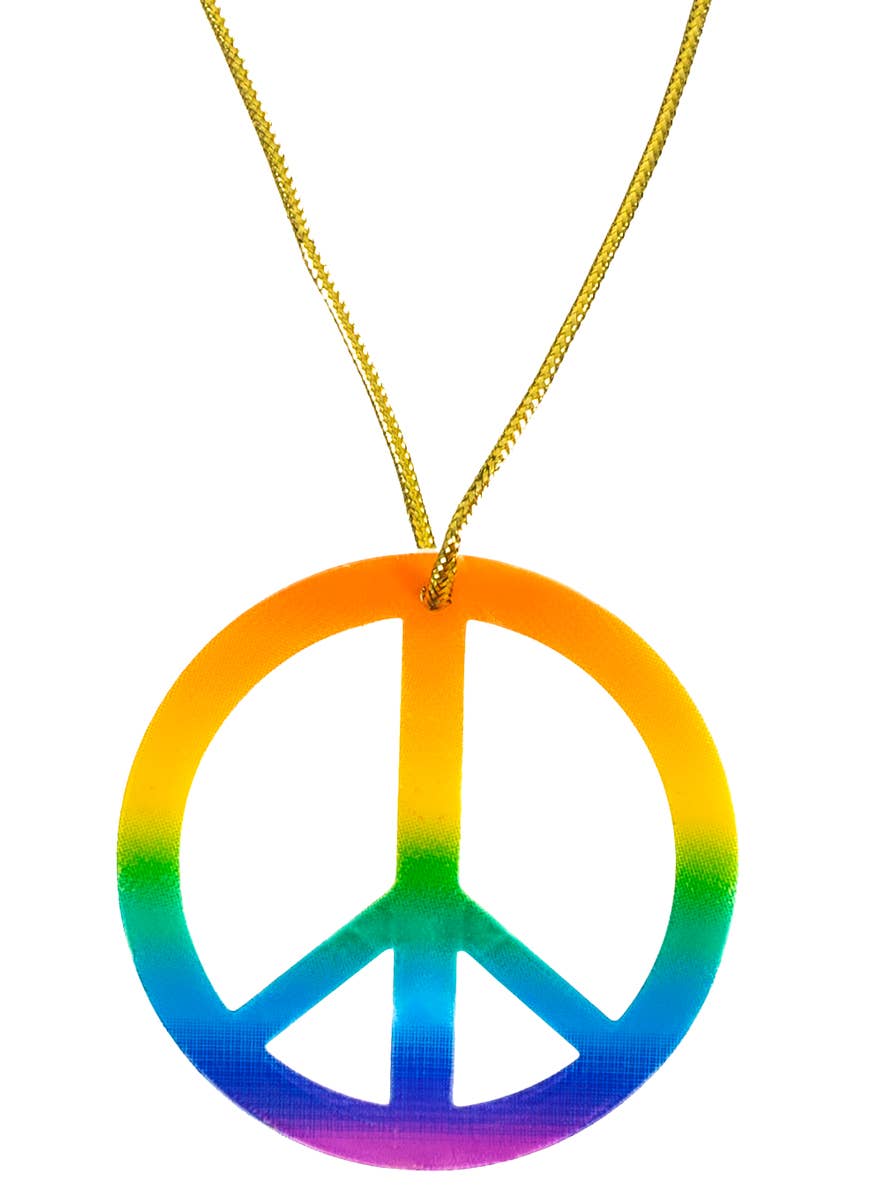 Rainbow Peace Sign Costume Necklace | 70s Hippie Costume Necklace