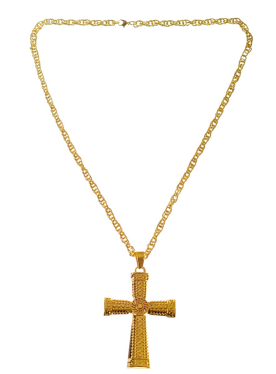 Gold Metal Cross Necklace | Gangsta Costume Accessory Necklace