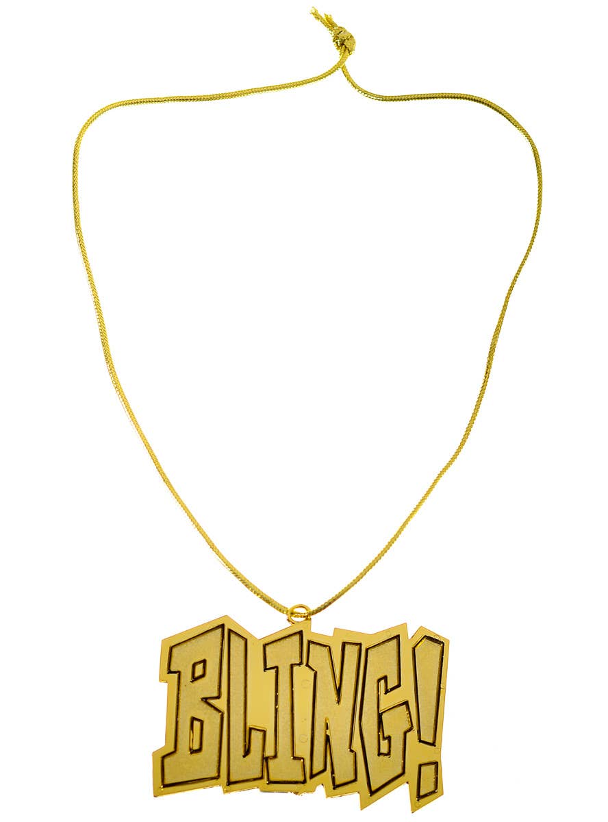 Large Gold Bling Sign Necklace | Gangster Gold Bling Costume Necklace