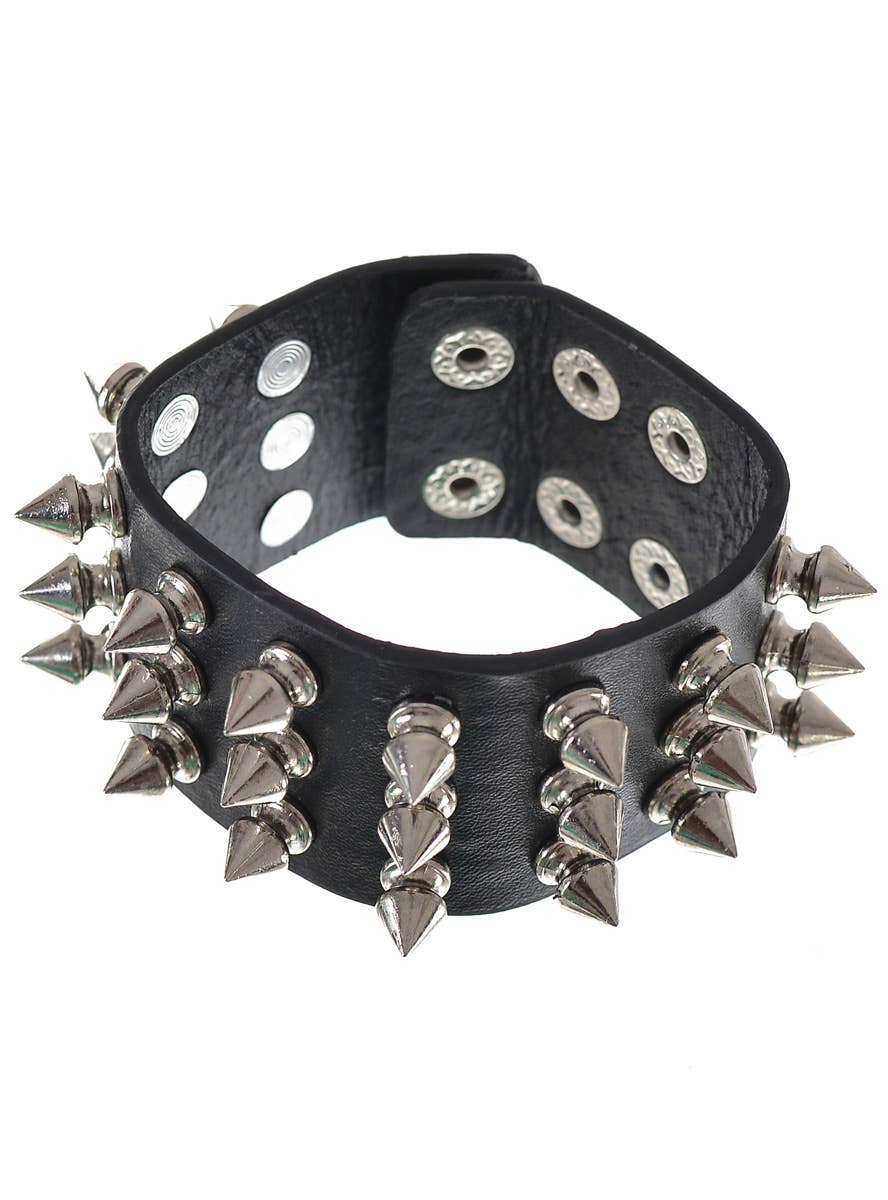 Leather Look Spiked Punk Bracelet | Punk Wrist Cuff Costume Accessory