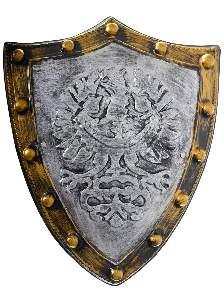 Deluxe Silver and Gold Shield | Medieval Barbarian Costume Shield