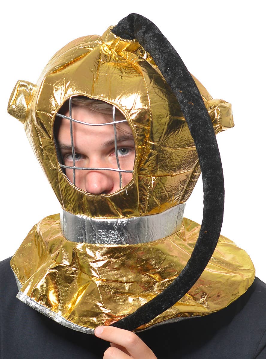 Adults Gold Sea Diver Costume Helmet | Metallic Diver Costume Hat