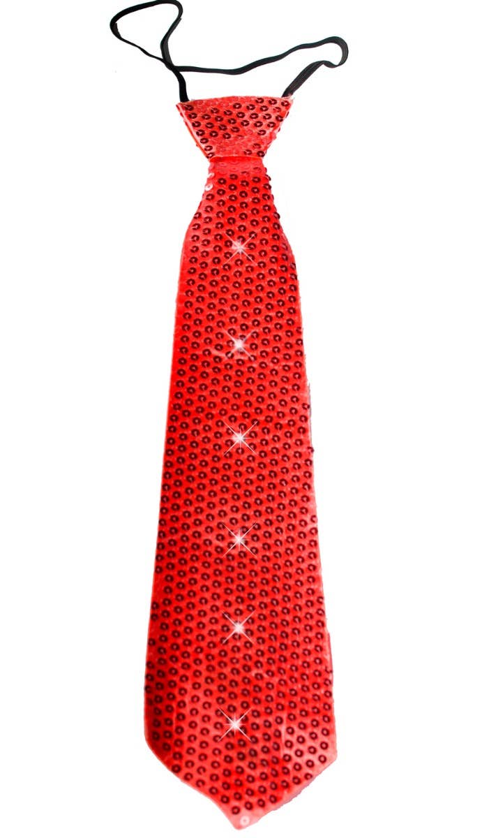 Light Up Red Sequin Neck Tie | Red Christmas Tie with Lights