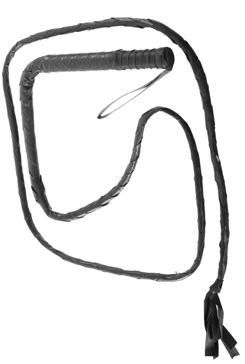 Long Black Leather Look Whip | Extra Long Black Costume Whip