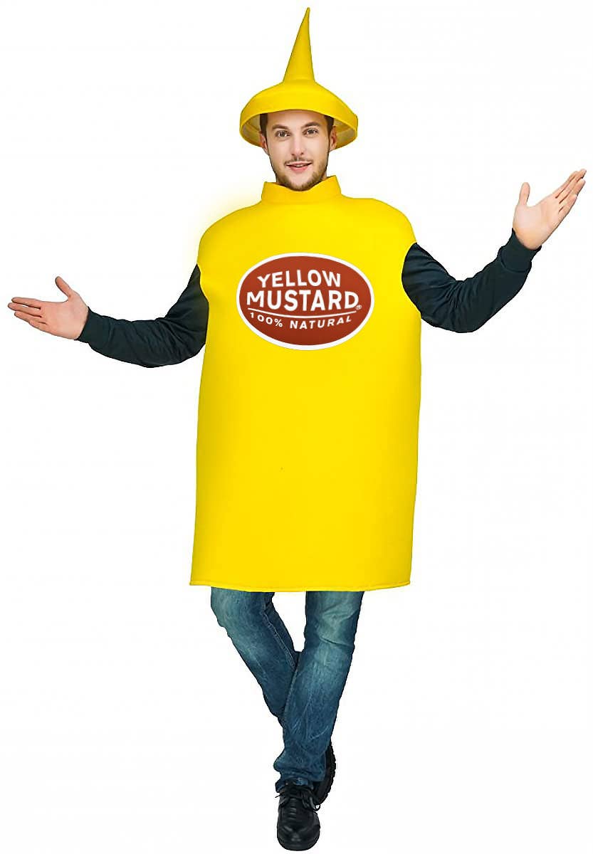 Adults Yellow Mustard Bottle Costume | Mustard Fancy Dress Outfit
