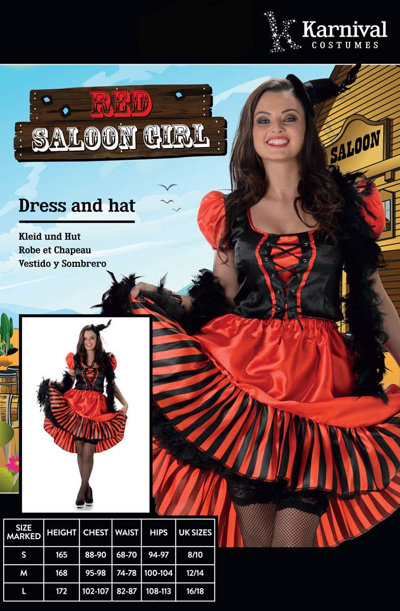 Red and Black Saloon Girl Womens Costume | Womens Burlesque Costume