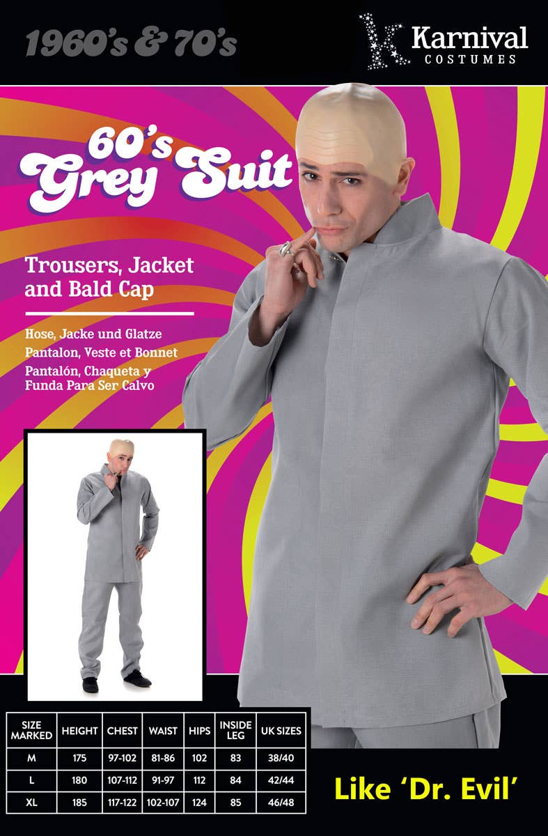 Mens Dr Evil Costume | Austin Powers Mens Fancy Dress Costume