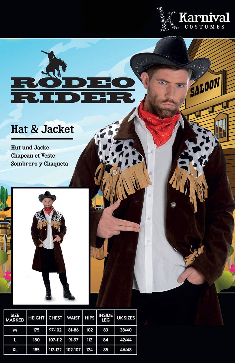 Brown Faux Suede Western Rodeo Dress Up | Mens Texan Cowboy Costume