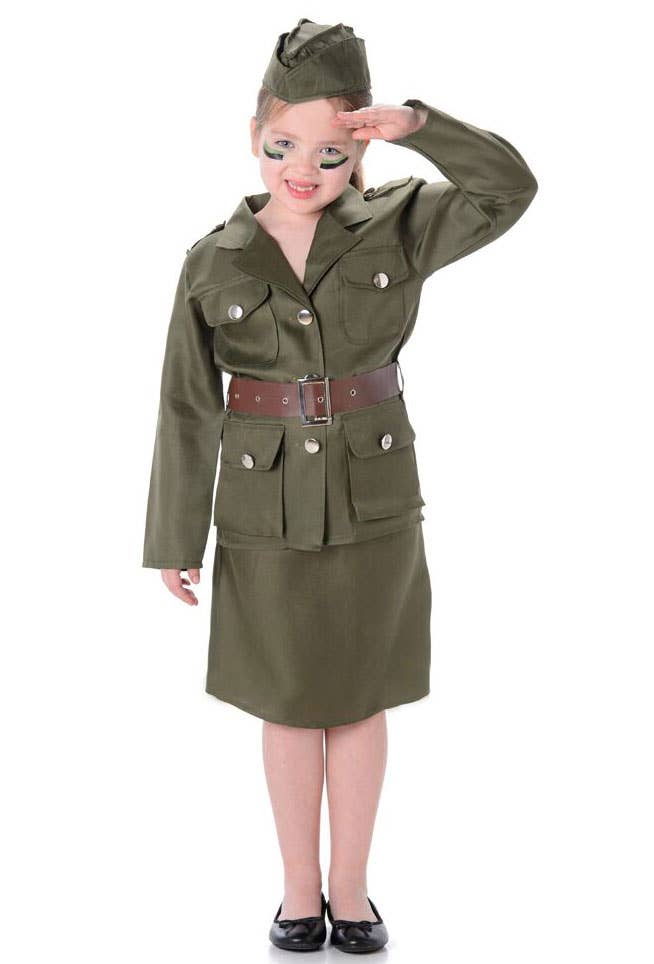 Vintage Army Girls Costume | Army General Kids Fancy Dress Costume