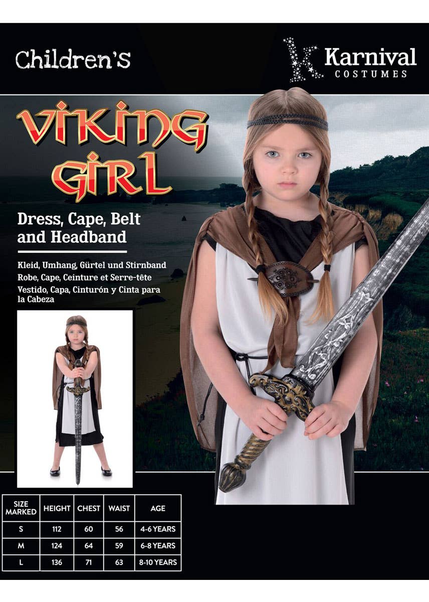 Viking Girl Costume | Medieval Peasant Girls Fancy Dress Costume