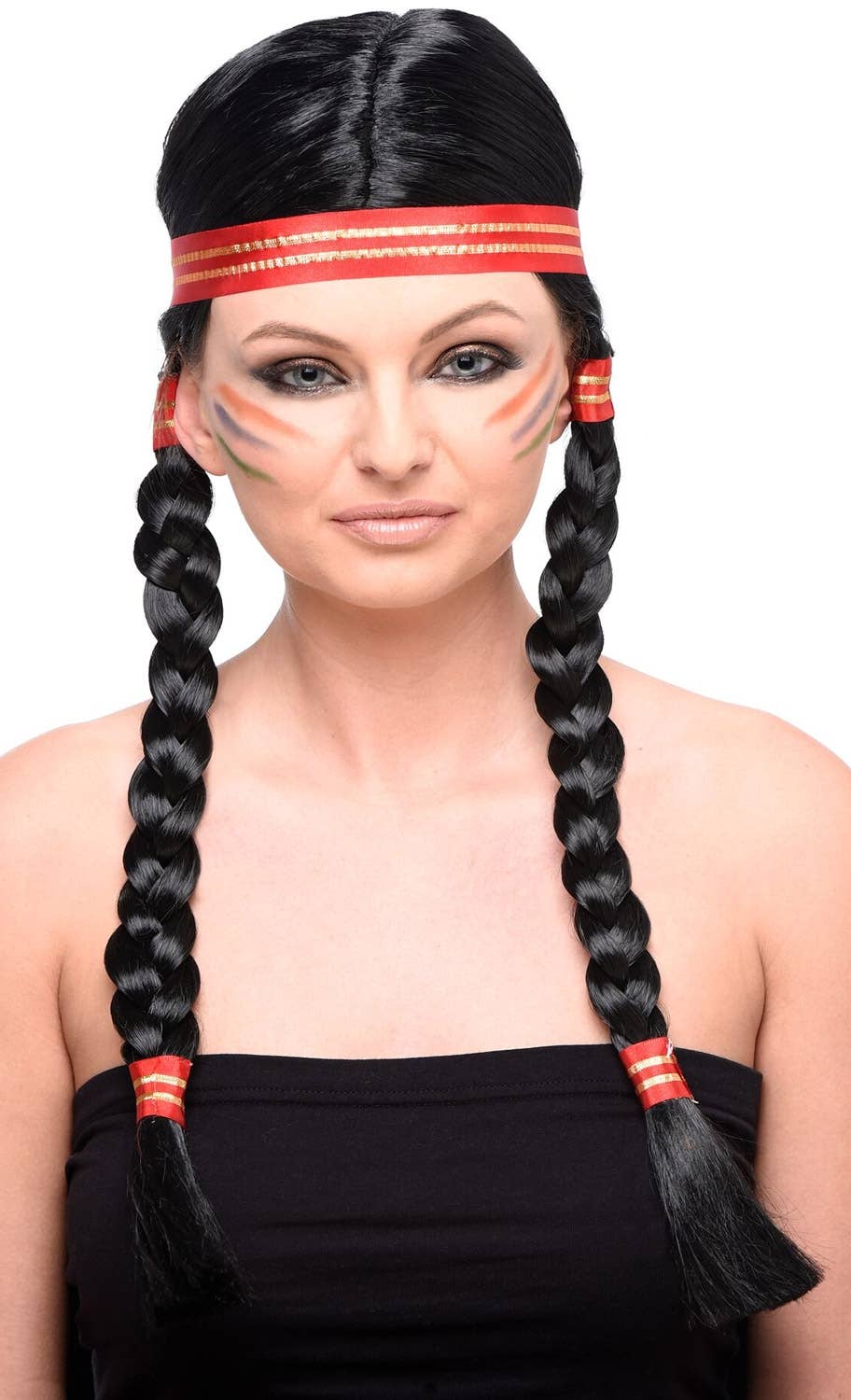 American Princess Black Wig | Plaited Native Indian Costume Wig
