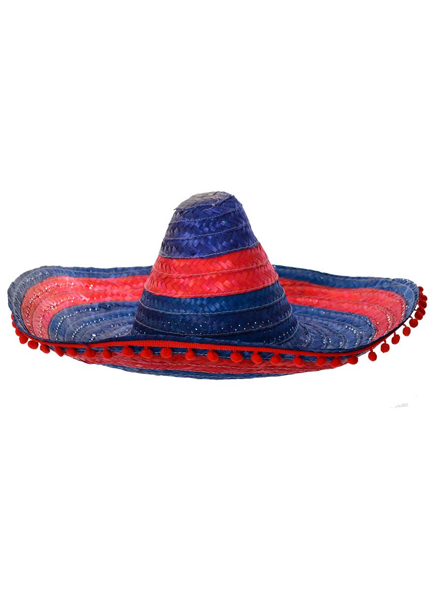 Red and Blue Sombrero Aussie Hat | Red and Blue Australia Day Hat