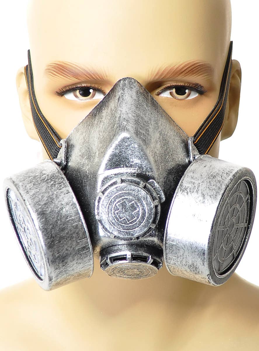 Deluxe Half Face Silver Plastic Gas Mask