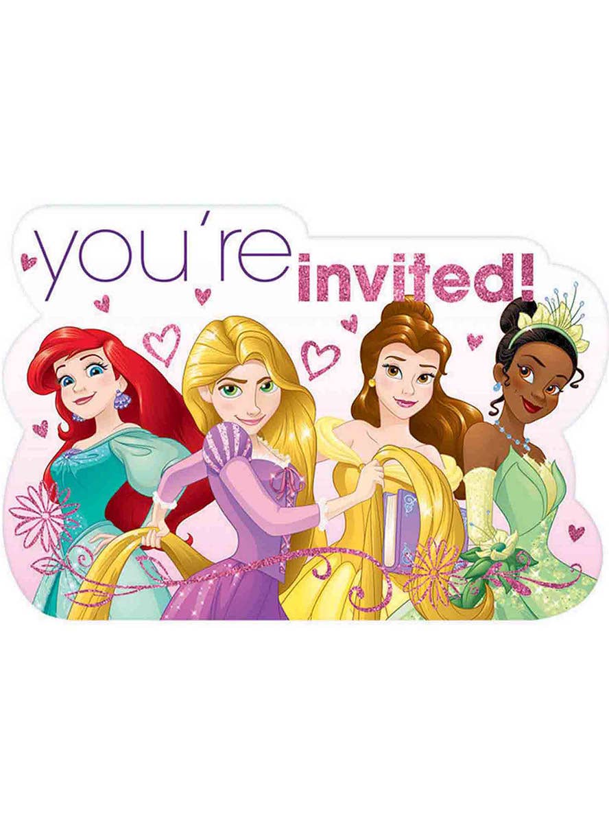 8 Pack Disney Princess Party Invites | Party Supplies