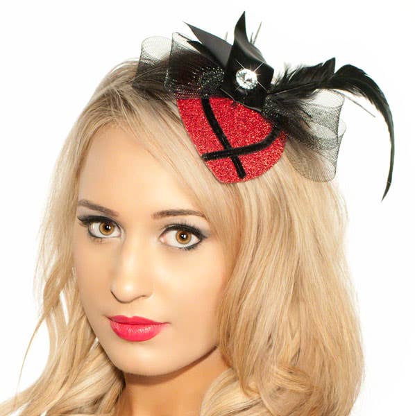 Burlesque Womens Red Glitter Fascinator