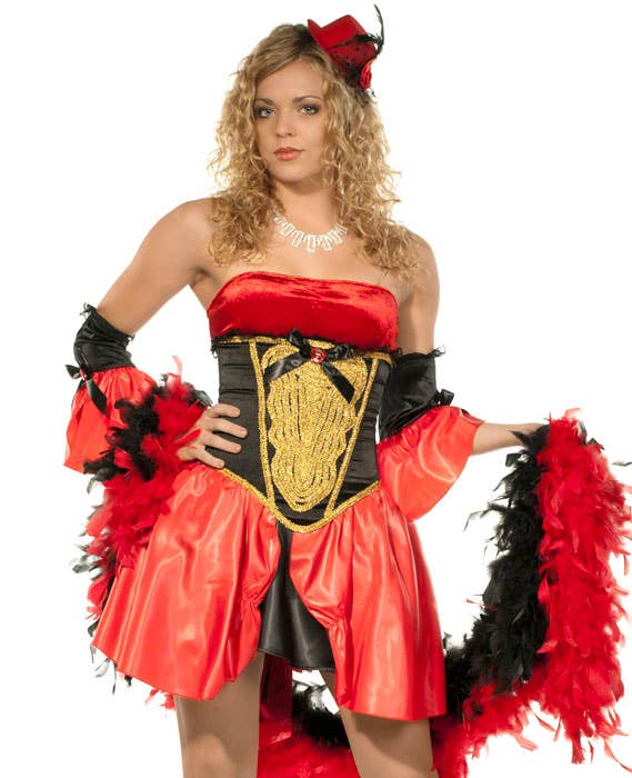 Red and Gold Womens Show Girl Costume | Burlesque Womens Costume