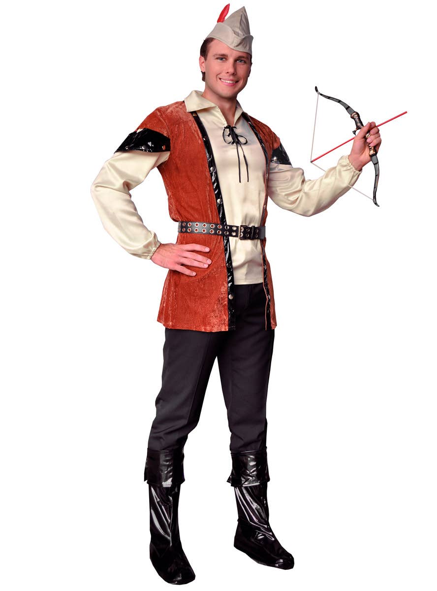 Forest Brown Robin Hood Costume | Medieval Hunter Fancy Dress for Men