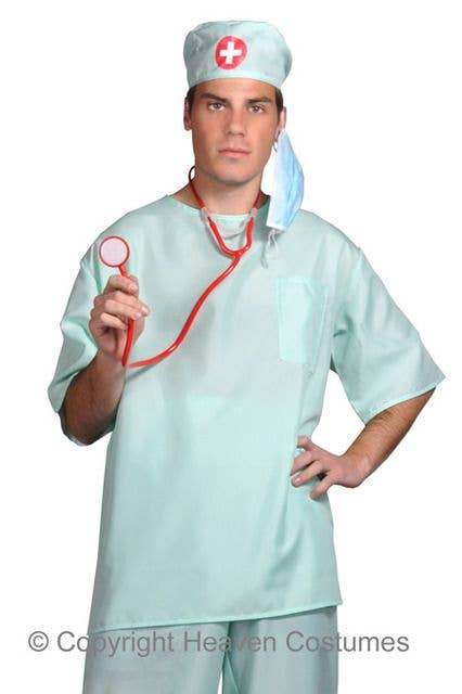 Green Surgical Theatre Scrubs Outfit | Mens Surgeon Doctor Costume