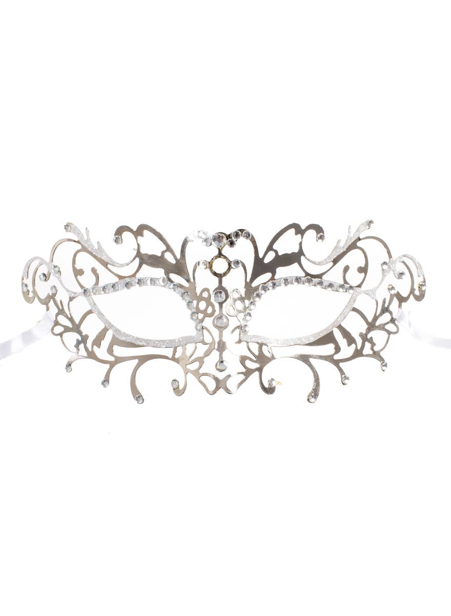 Antique Deluxe Silver Metal Masquerade Mask