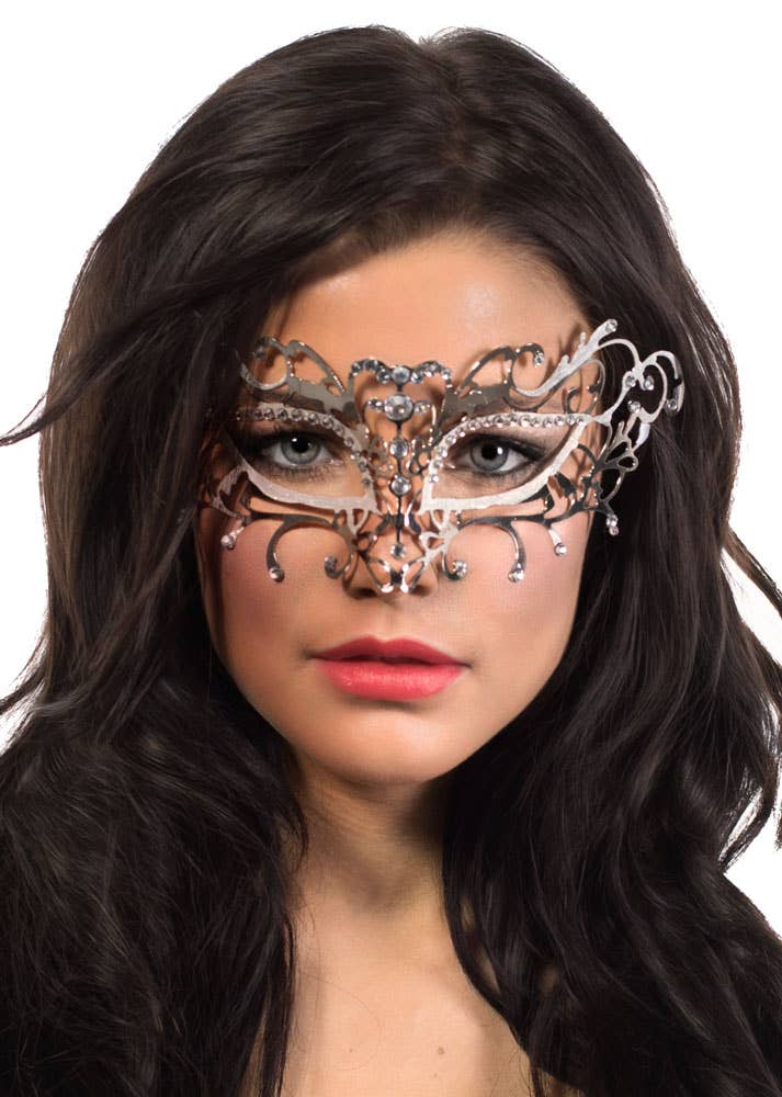 Antique Deluxe Silver Metal Masquerade Mask