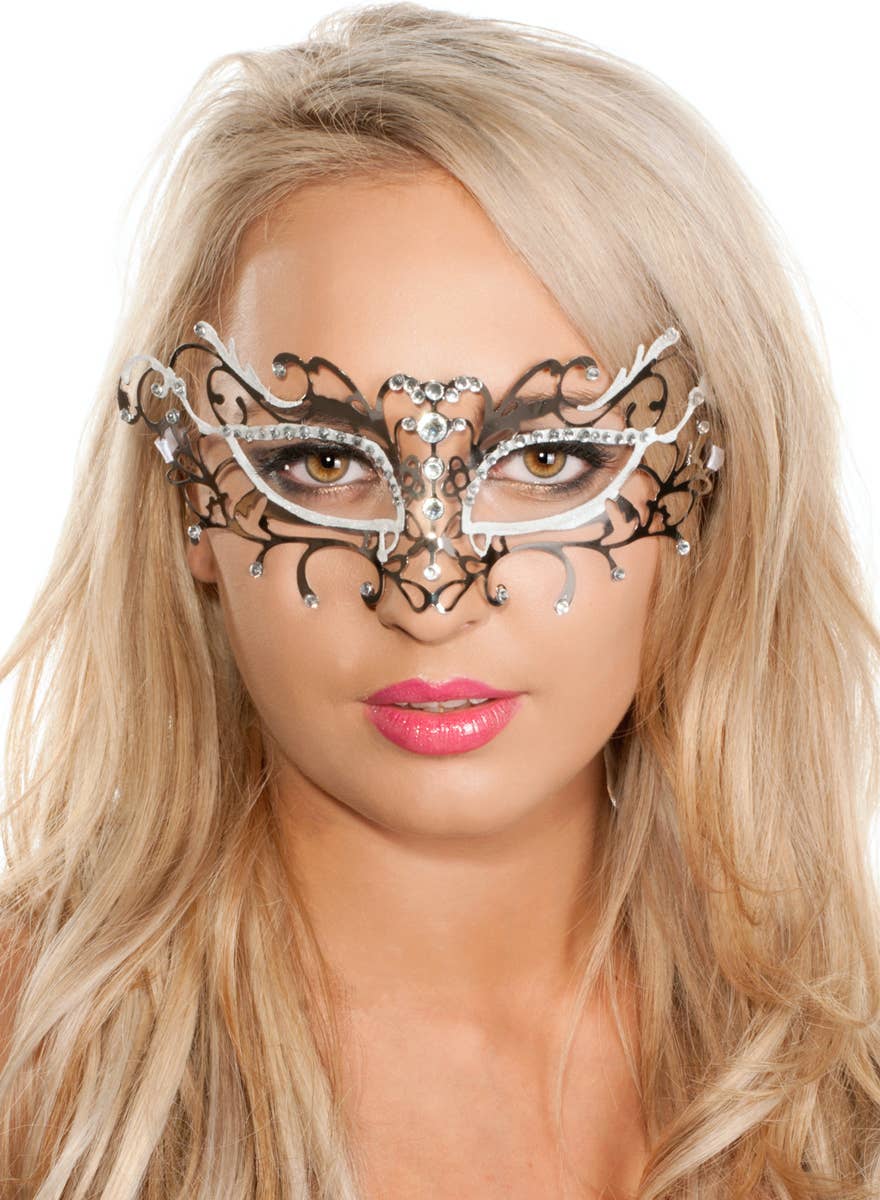 Antique Deluxe Silver Metal Masquerade Mask