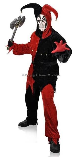 Black and Red Jester Costume | Plus Size Mens Malevolent Jester Outfit