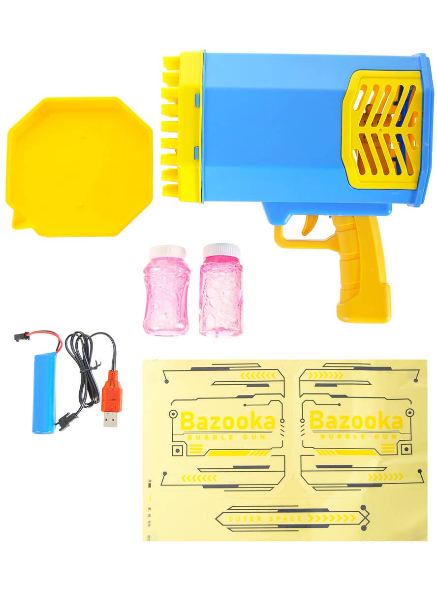 Yellow and Blue Light Up Bubble Bazooka Gun