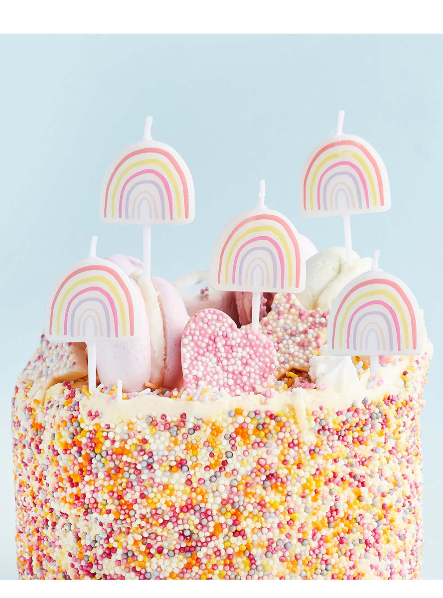 5 Pack Rainbow Cake Candles | Birthday Party Supplies