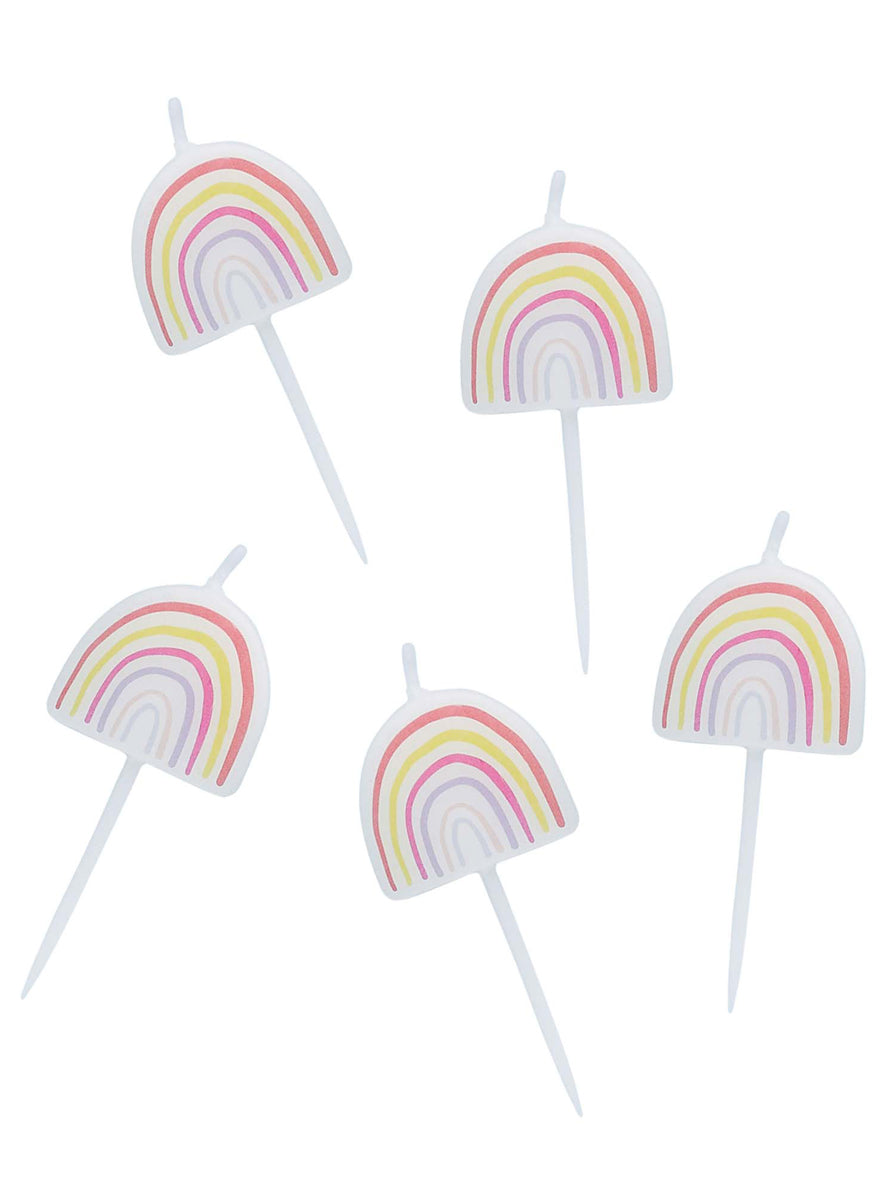 5 Pack Rainbow Cake Candles | Birthday Party Supplies
