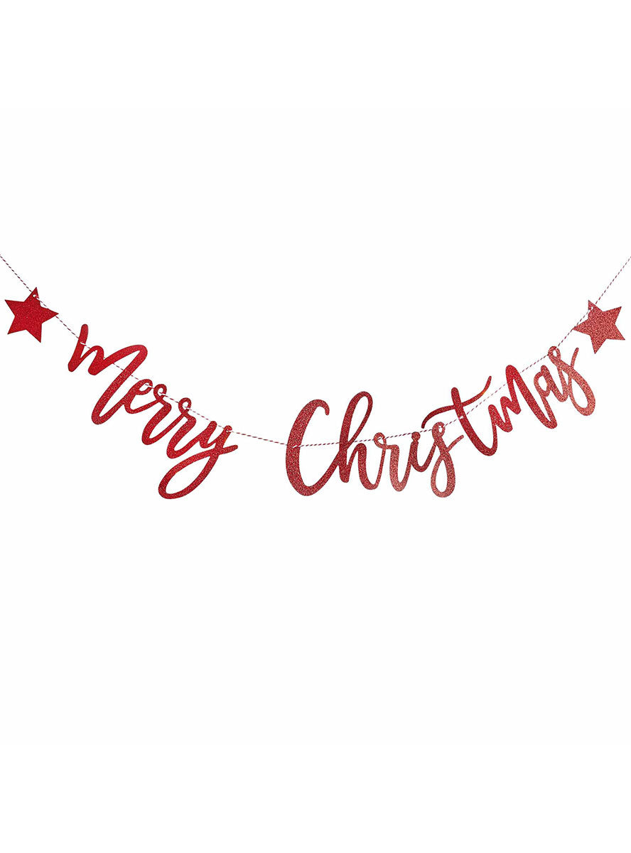 2m Red Glitter Christmas Banner | Christmas Party Decoration