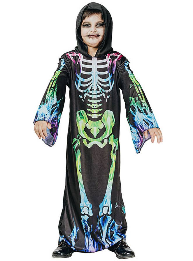 Boys Neon Fire Skeleton Halloween Costume