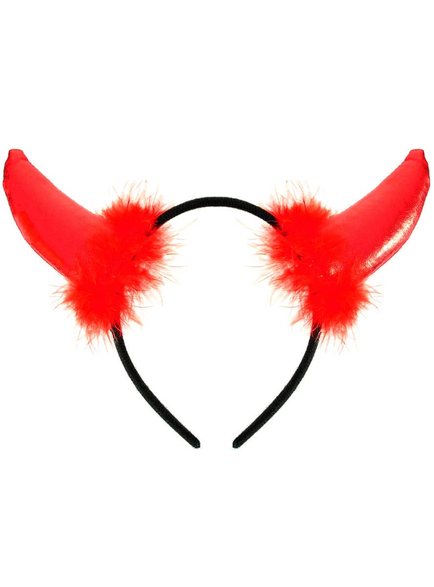 Metallic Red Fluffy Devil Horns on Headband