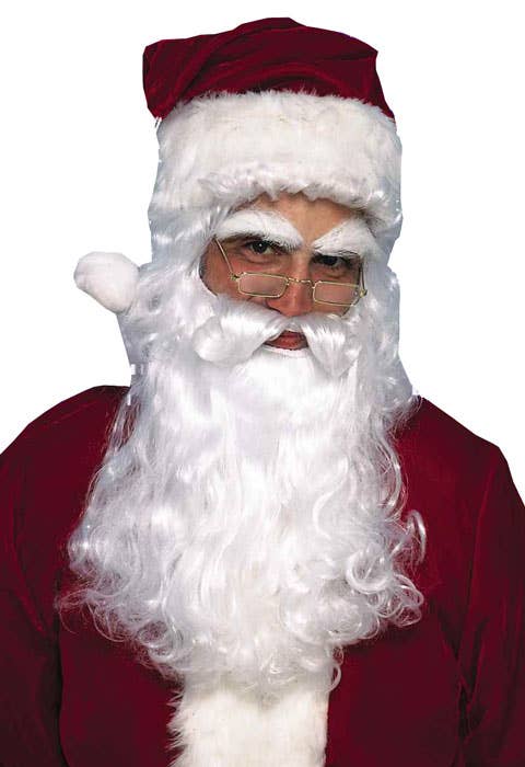 Long White Father Christmas Wig and Beard | Santa Costume Wig Set
