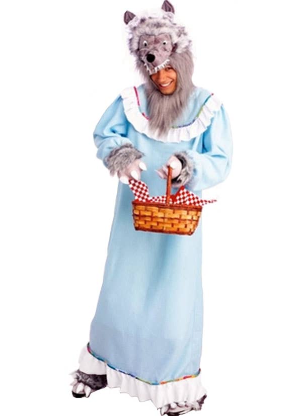 Light Blue Granny Wolf Costume | Mens Storybook Wolf Dress Up