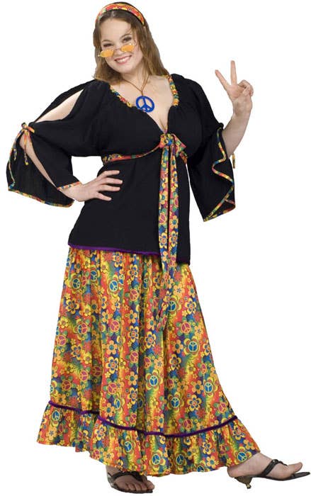 Plus Size Womens 1970s Hippie Costume | Plus Size Hippie Costume