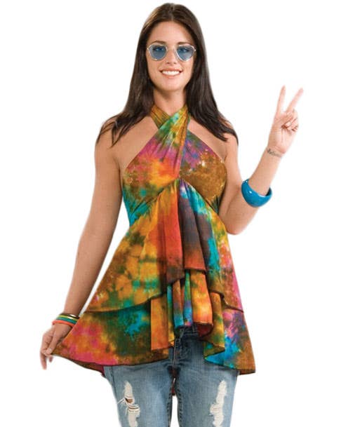 Womens Ruffled Hippie Costume Top | Hippie Costume Top for Women