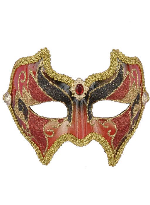 Mens Black, Gold & Red Masquerade Mask | Masquerade Masks for Men