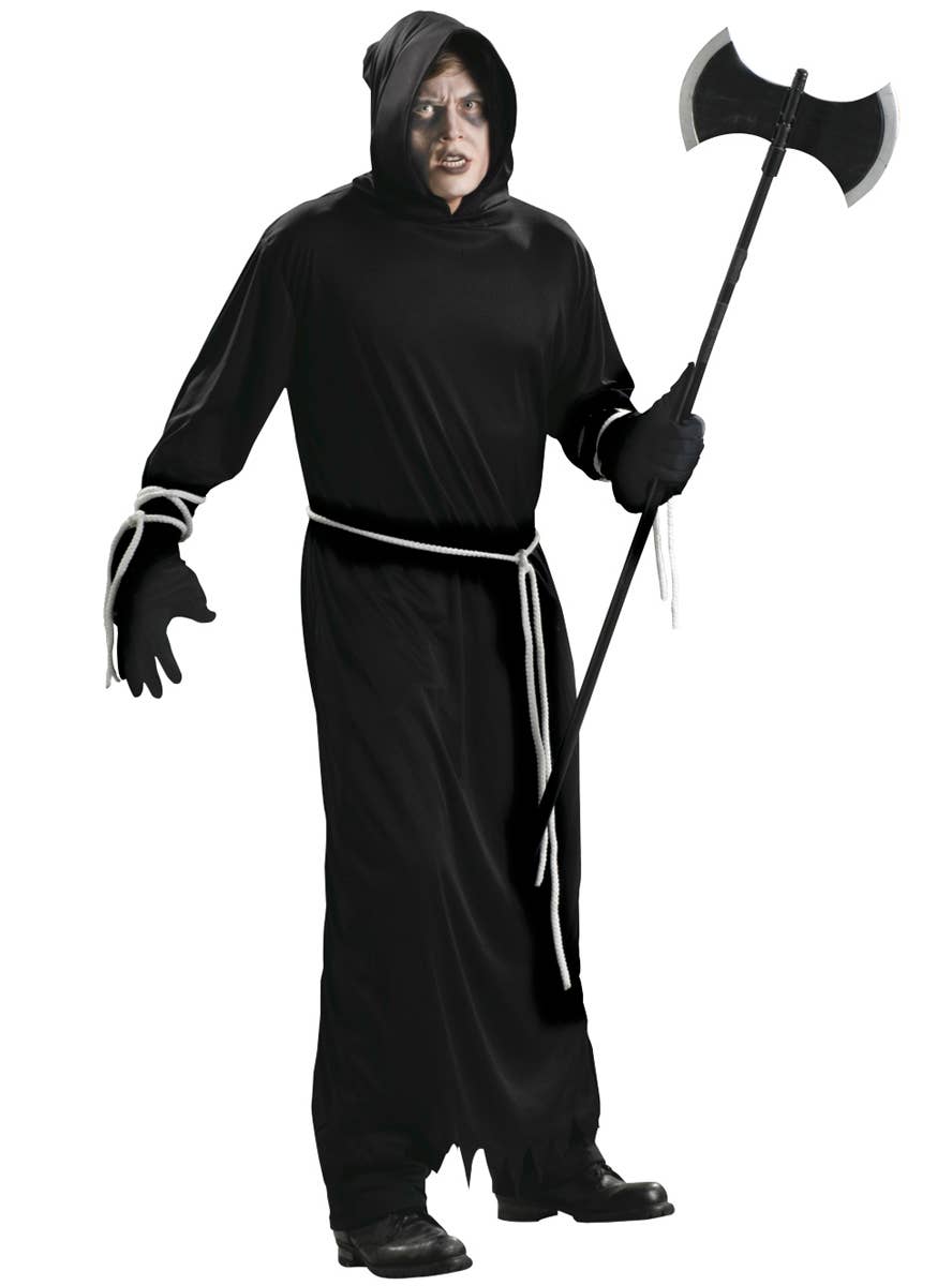 Grim Reaper Halloween Costume | Black Death Robe Plus Size Costume