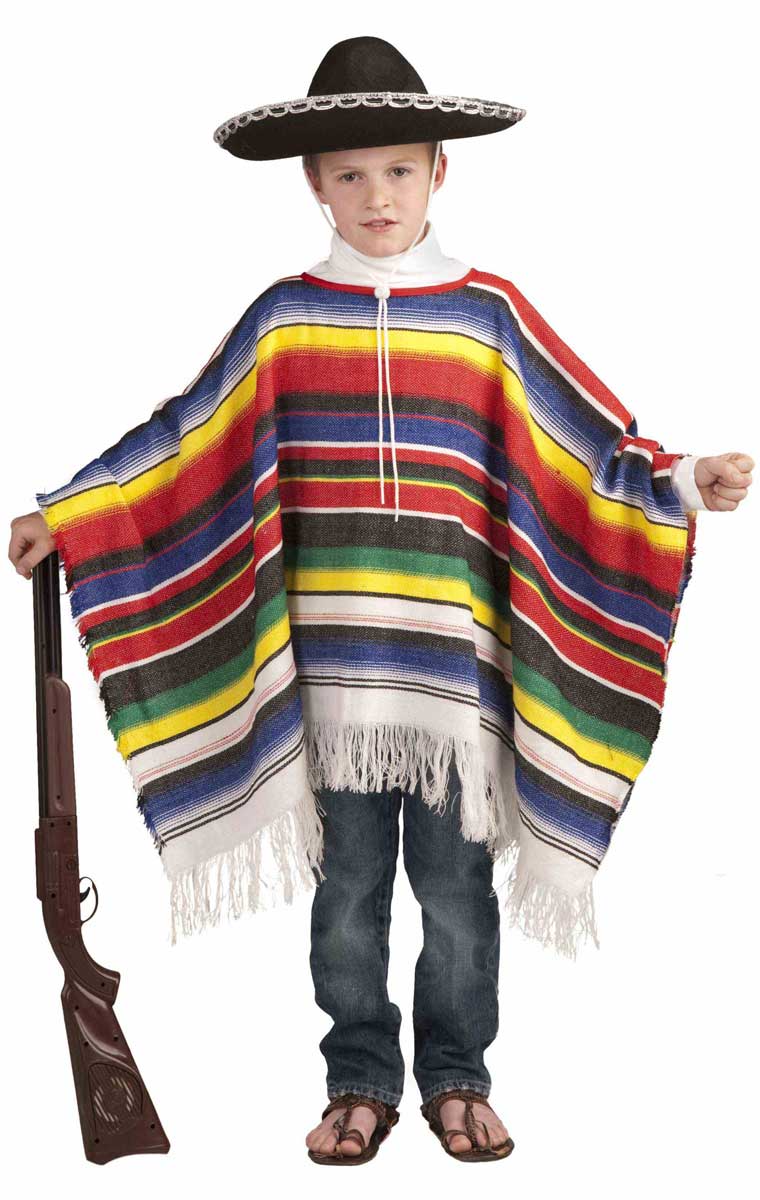 Kids Mexican Poncho Costume | Boys Poncho Fancy Dress Costume