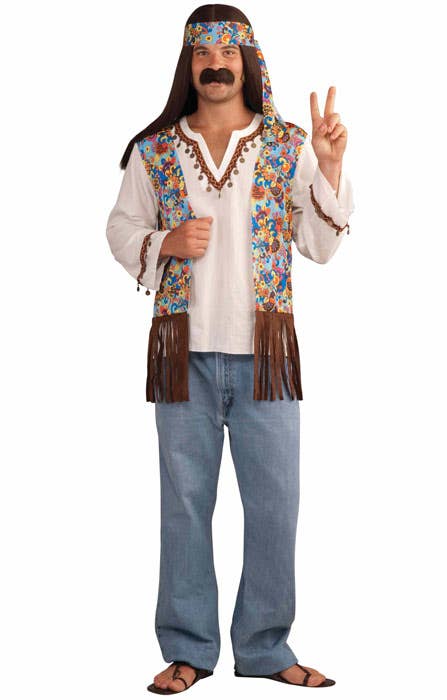 Brown Flower Power Hippie Outfit | Mens 1960s Hippie Costume